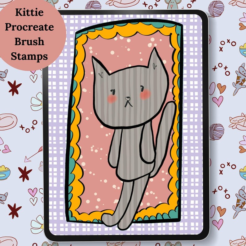 25 Cat Stamp Procreate Brushes| Hand-drawn Kitten Stamps for Procreate ...