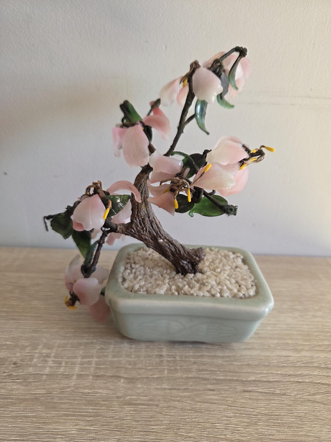 Vintage Pink Quartz Bonsai Tree – Handcrafted Gemstone Decor – Mini Zen ...