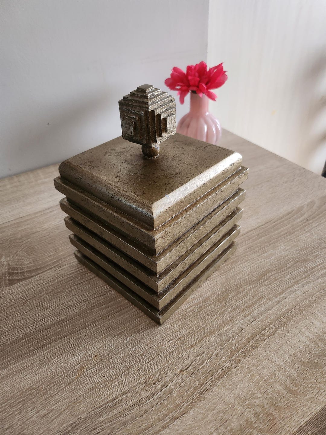 Vintage Brass Stacking Box With Pyramid Lid - Etsy