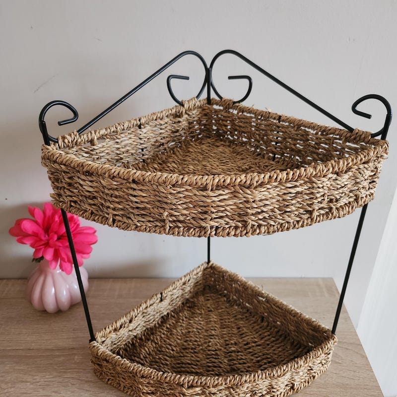 Wicker Corner Shelf - Etsy