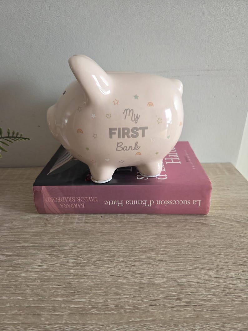 Ceramic Piggy Bank “my First Bank” – Cute Baby Pig Coin Bank – Nursery ...