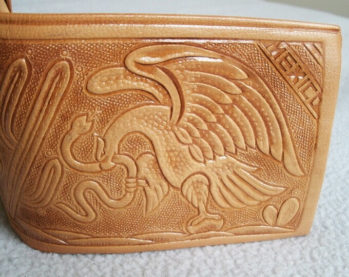 Vintage Hand Tooled Aztec Wallet Mexico Beautiful Like New - Etsy