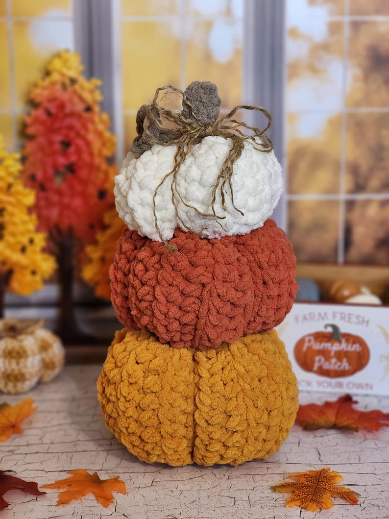 Pluffy Pumpies the Puffy, Fluffy Crochet Pumpkin Stack - Etsy