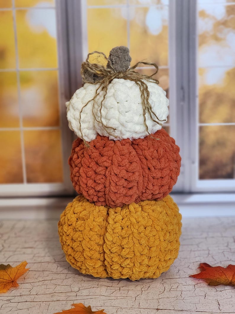 Pluffy Pumpies the Puffy, Fluffy Crochet Pumpkin Stack - Etsy