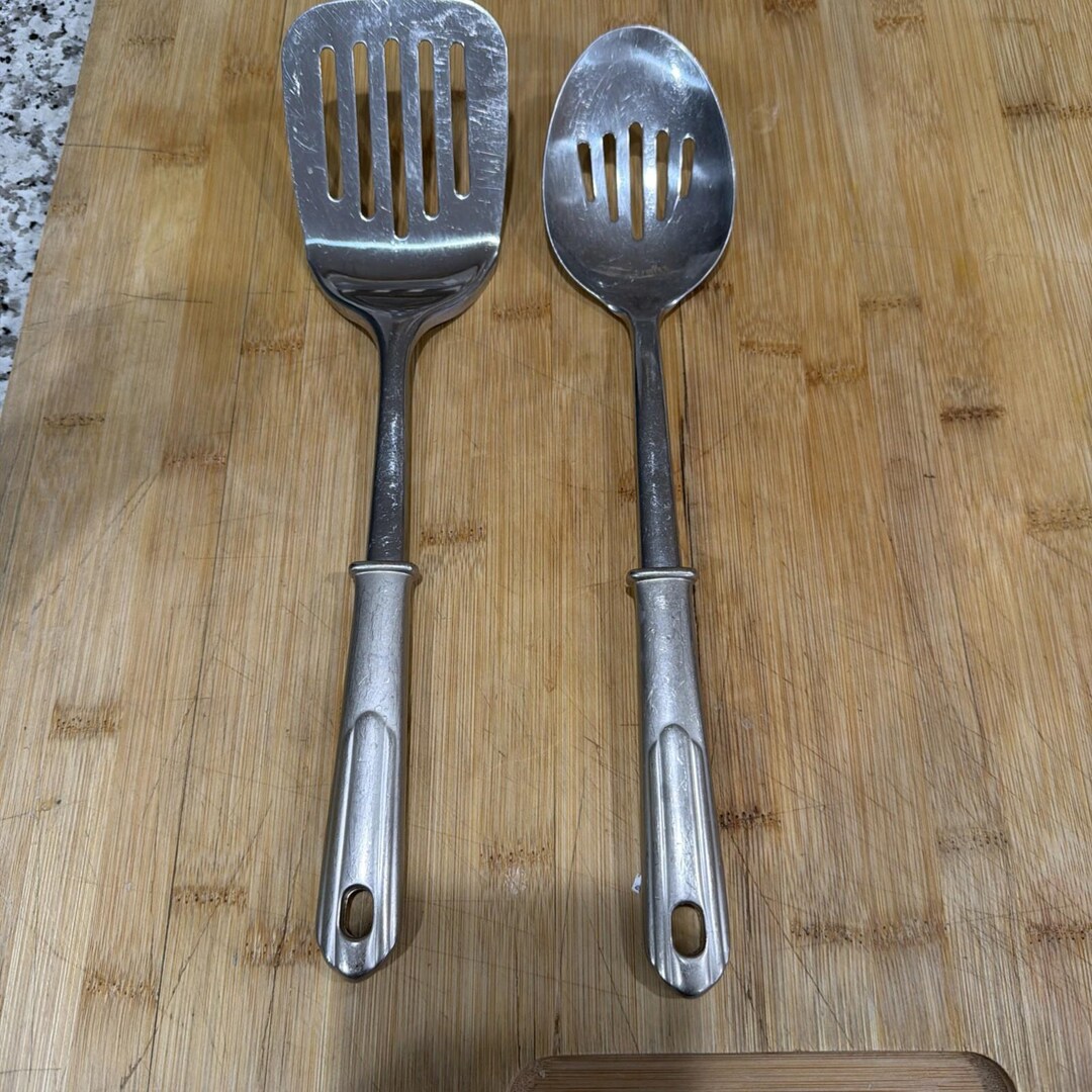 2 INOX Edelstahl Rostfrei 18/8 Stainless Steel Cooking Serving Spoon ...