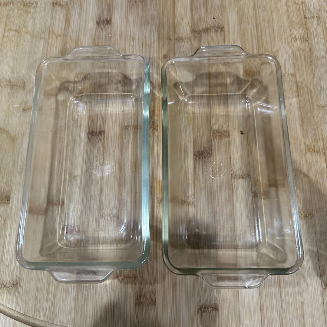 2 Vintage 9” Pyrex-old Stamp Bread/cake/meat Loaf Pan Dishes Set of Two ...