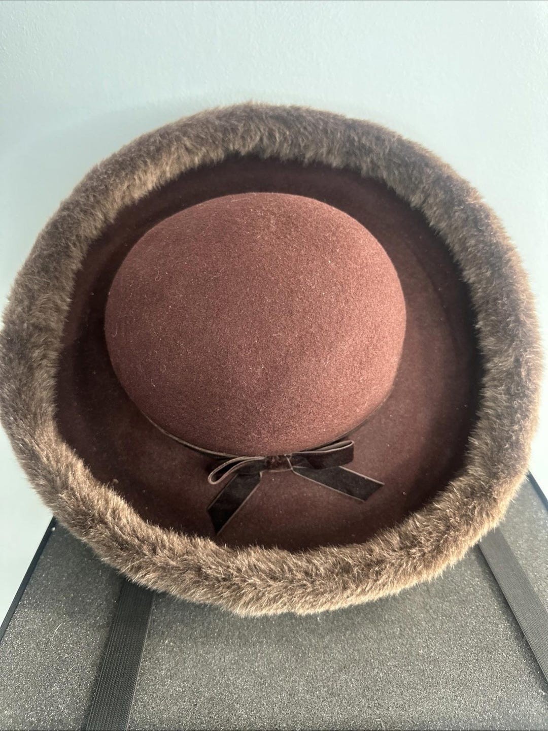Deborah 100% Wool Brown Faux Fur Brim Crown~church/derby Dress Style ...