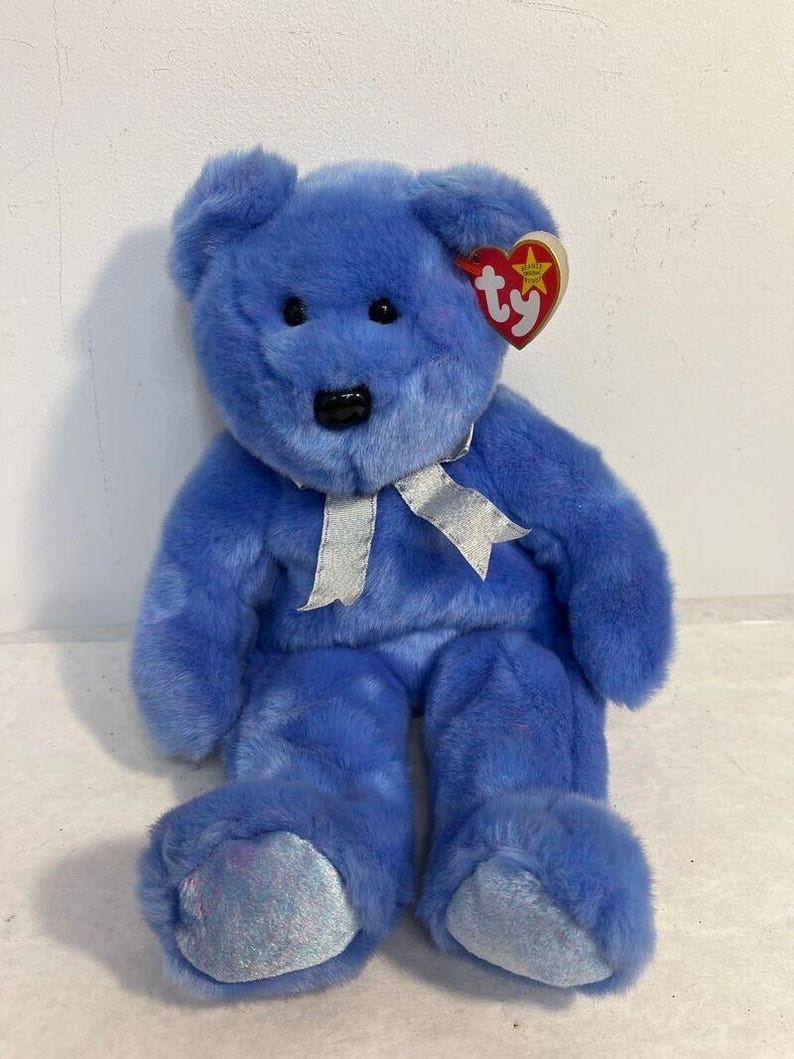 TY Blue Teddy Bear 'clubby II' Plush Beanie Buddy 1999 Stuffed Animal ...