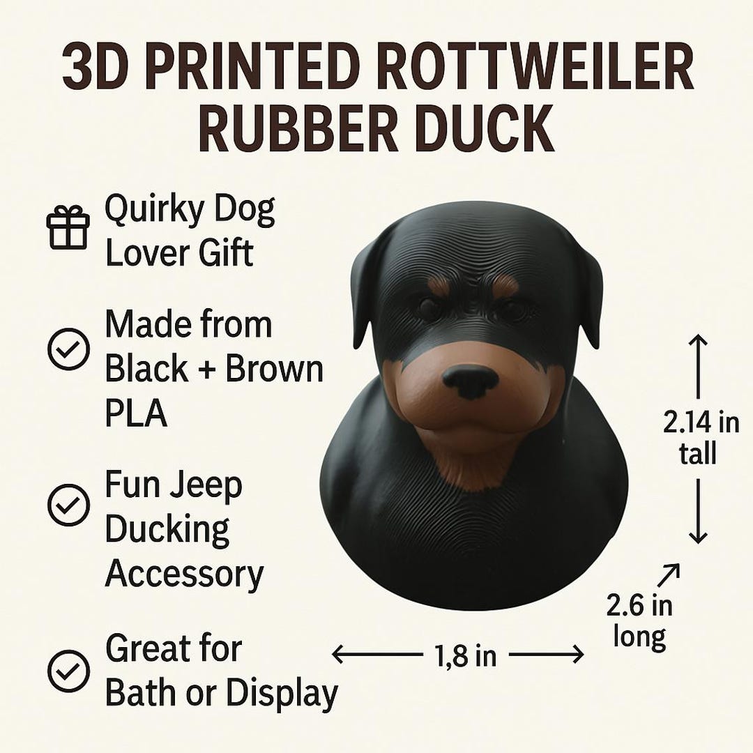 3D Printed Rottweiler Rubber Duck: Funny Dog Lover Gift - Etsy