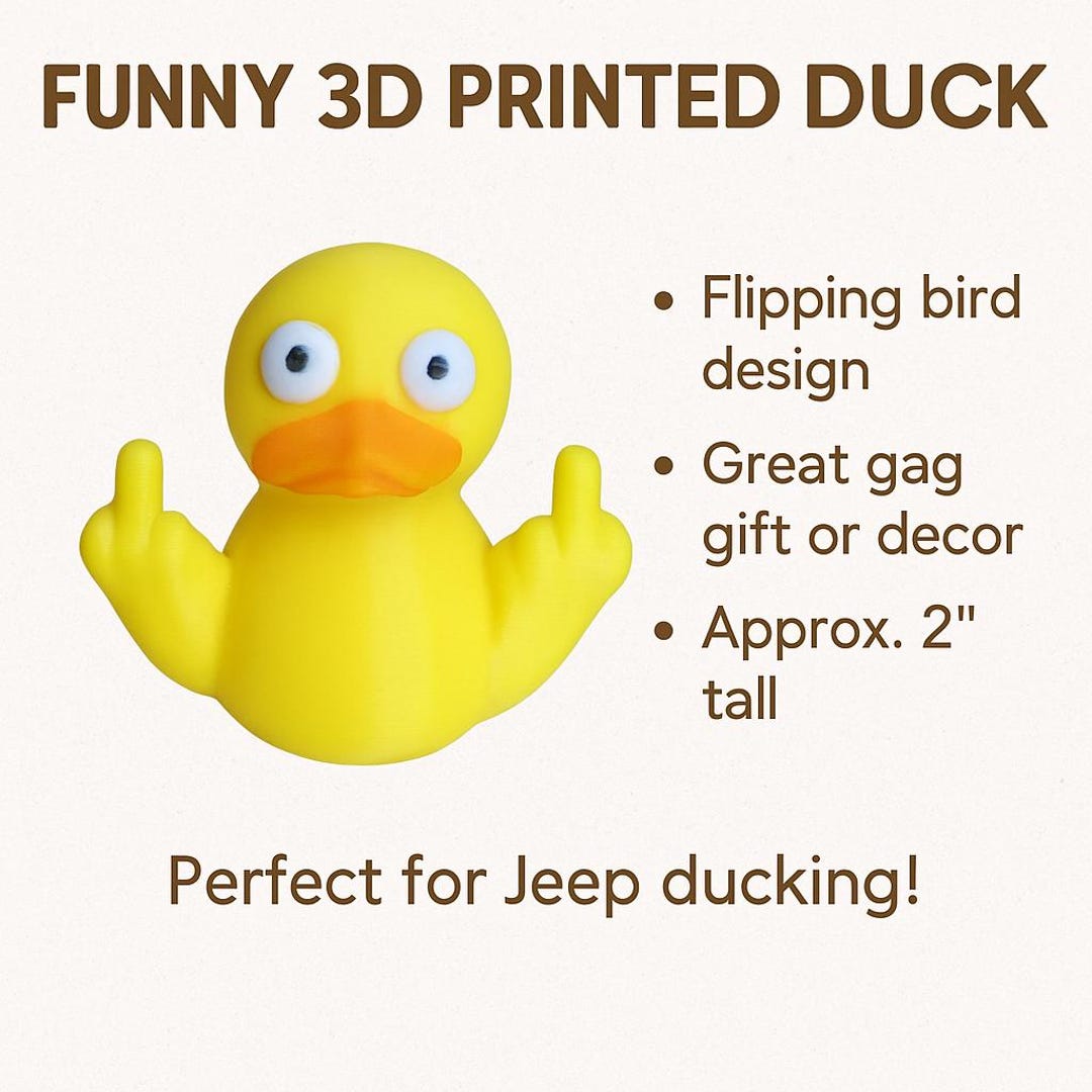 Funny 3D Printed Duck: Flipping Bird Gag Gift, Jeep Ducking - Etsy