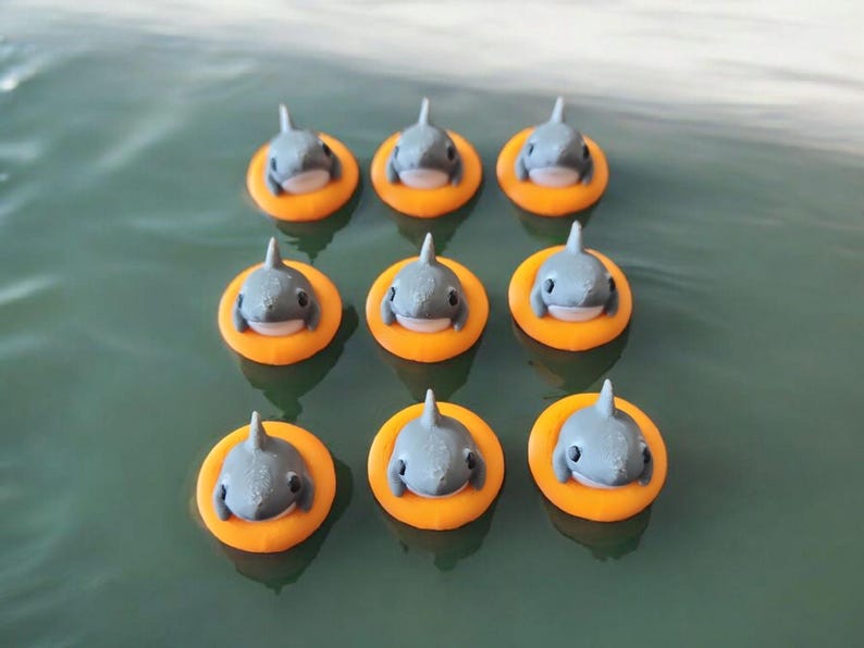 Mini Baby Shark in Lifesaver Ring | Cute 3D Printed Shark Toy ...