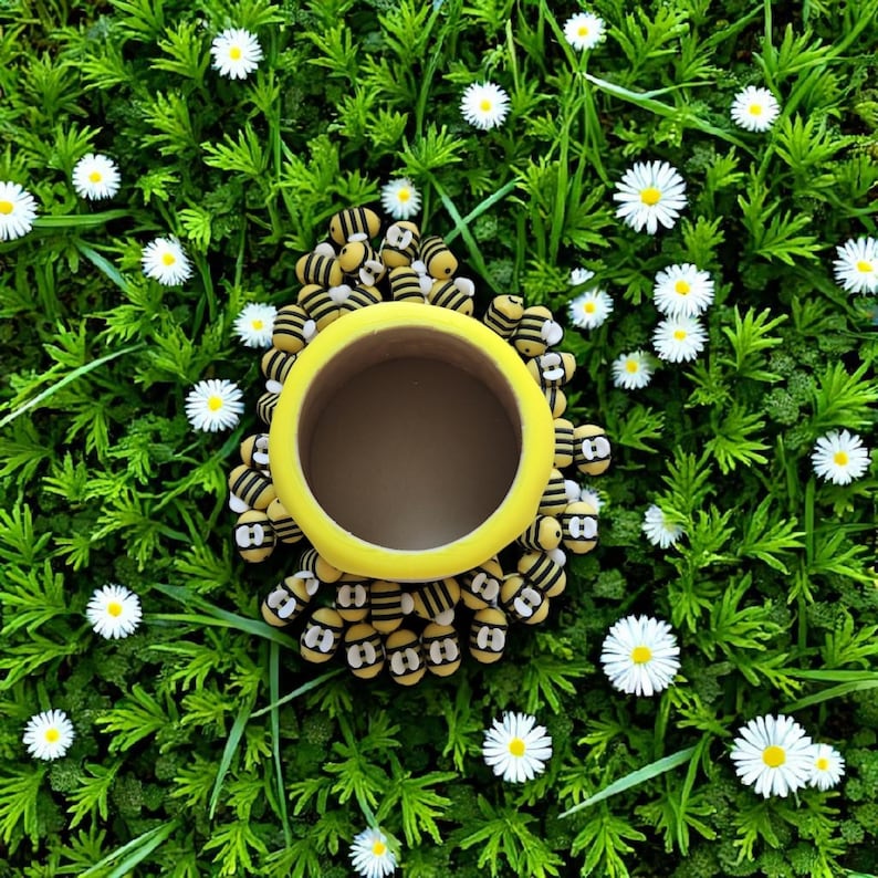 3D Printed Beehive With Mini Bees: Honey Pot Desk Decor - Etsy