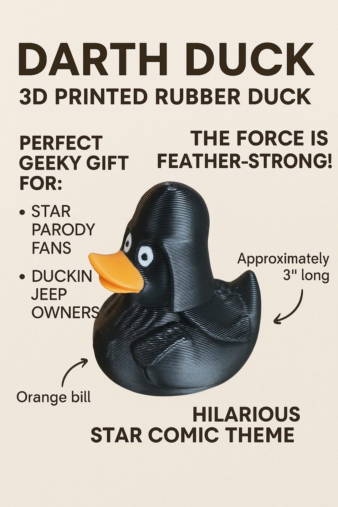 3D Printed Darth Duck | Funny Star Parody Rubber Duck | Geeky Gift for ...
