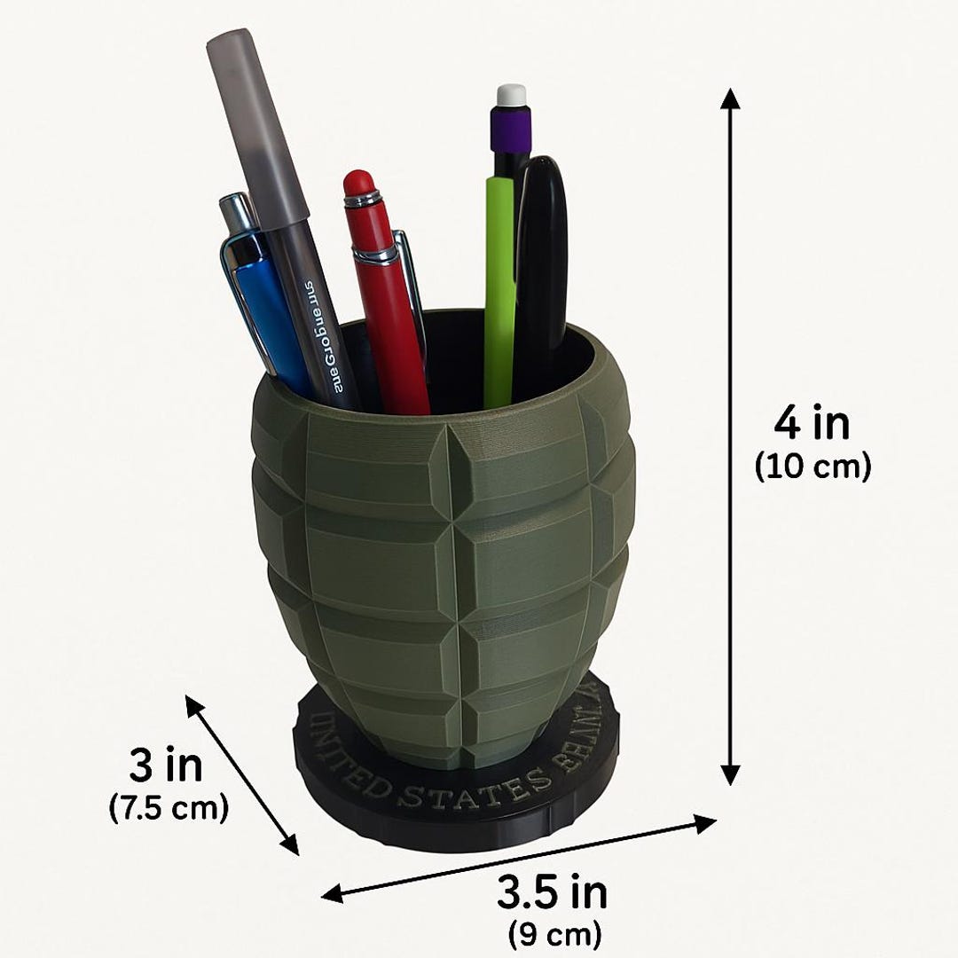 3D Printed Grenade Pencil Holder – Military-inspired Desk Organizer ...
