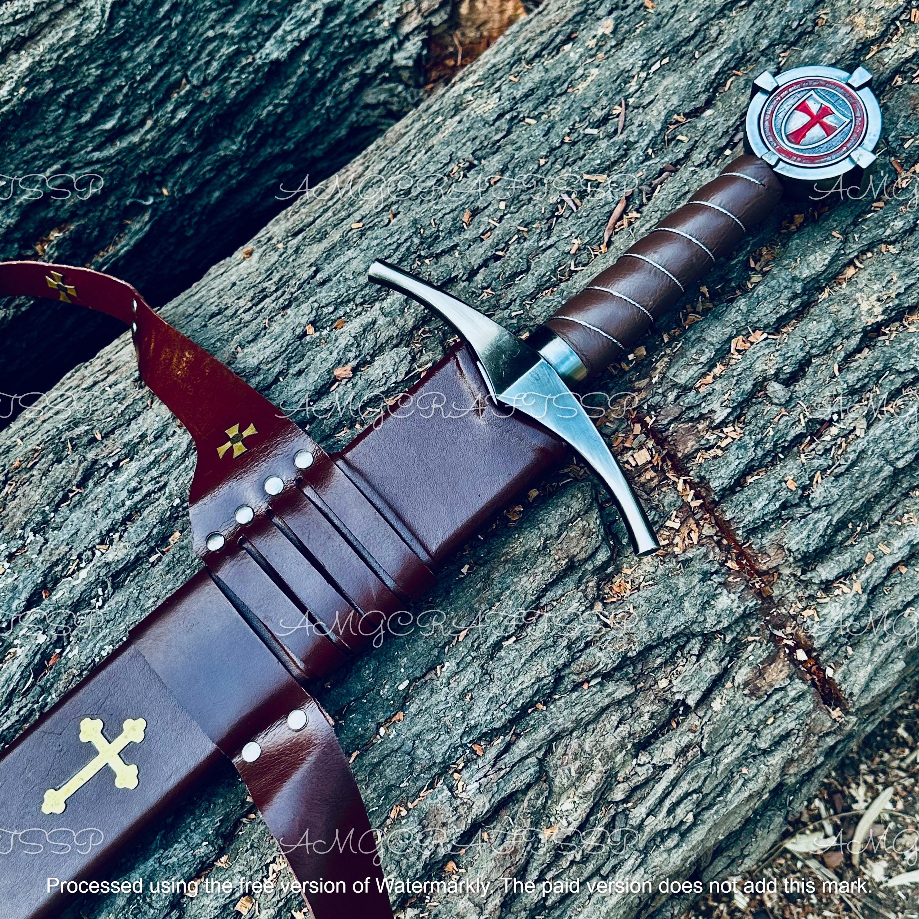Accolade Knight Templar Sword – Handmade High Carbon Steel With Leather ...