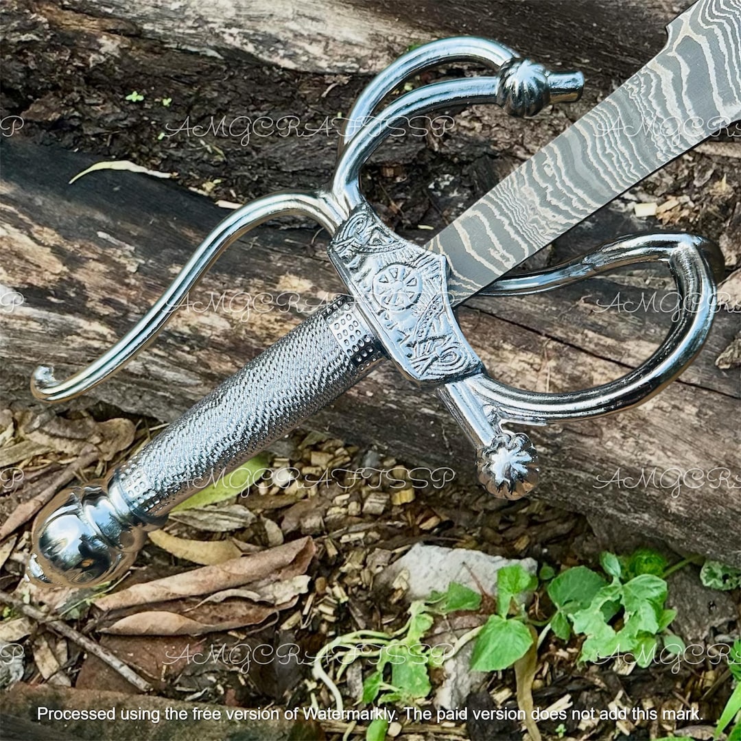 Spanish Rapier Handmade Damascus Sword With Ornate Silver Hilt Custom ...