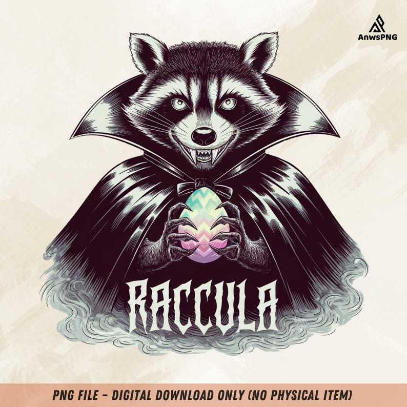 Raccula Easter PNG, Gothic Easter Clipart, Vampire Raccoon Design ...