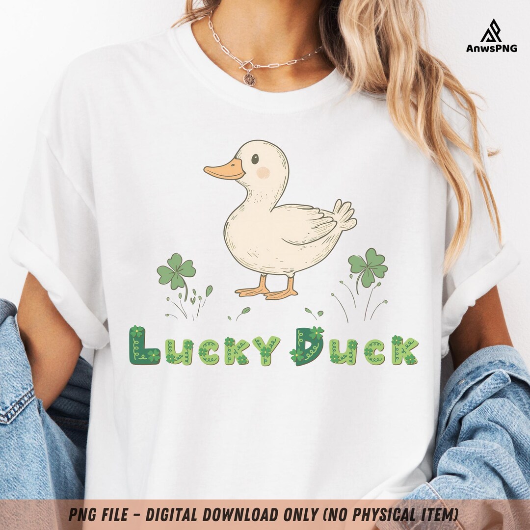 St Patrick’s Lucky Duck PNG, Cute Minimalist Duck Clipart, Shamrock ...