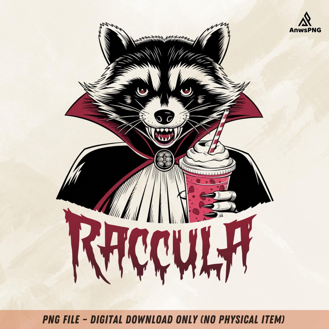 Raccula PNG, Gothic Raccoon Clipart, Funny Vampire Sublimation, Spooky ...