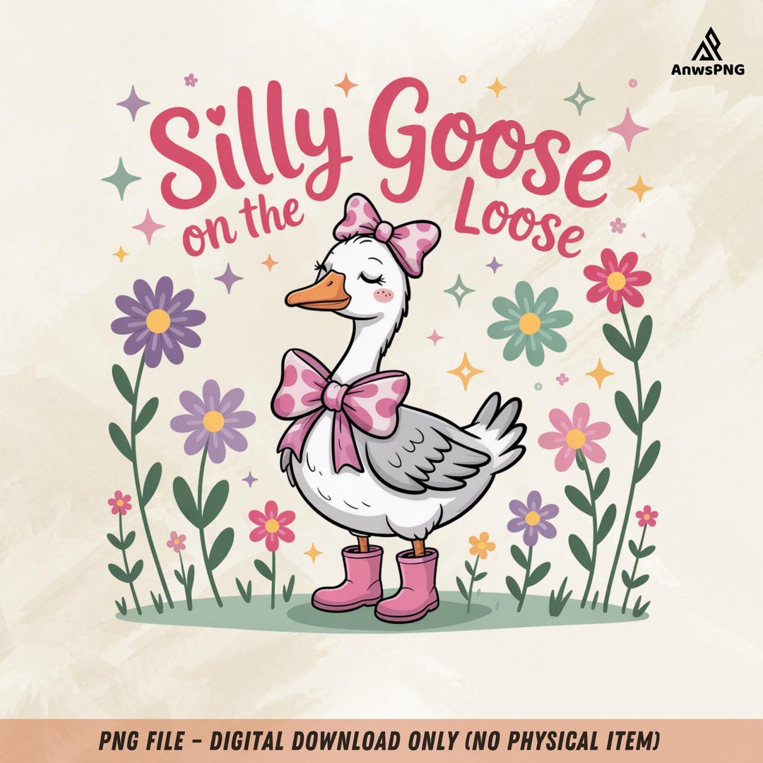 Silly Goose on the Loose PNG, Cute Goose Clipart With Pink Bow, Funny ...