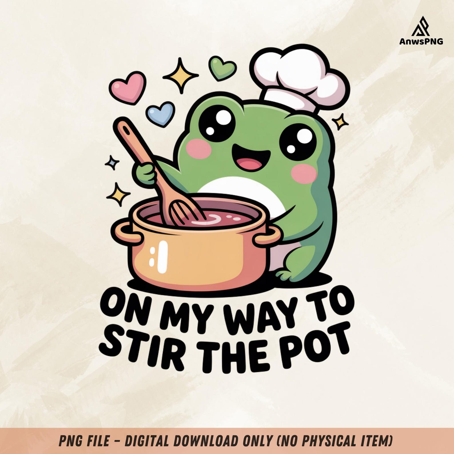 Funny Frog PNG, Stir the Pot Clipart, Kawaii Frog Chef PNG, on My Way ...