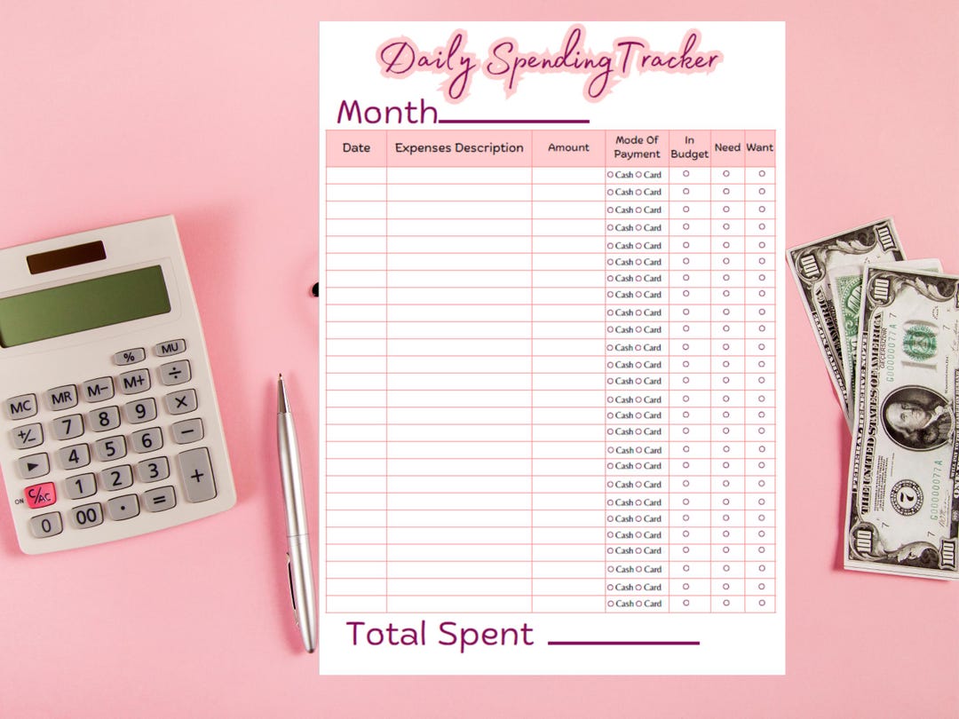 Printable Expense Tracker Sheet | Budget Planner | Daily Spending Log ...