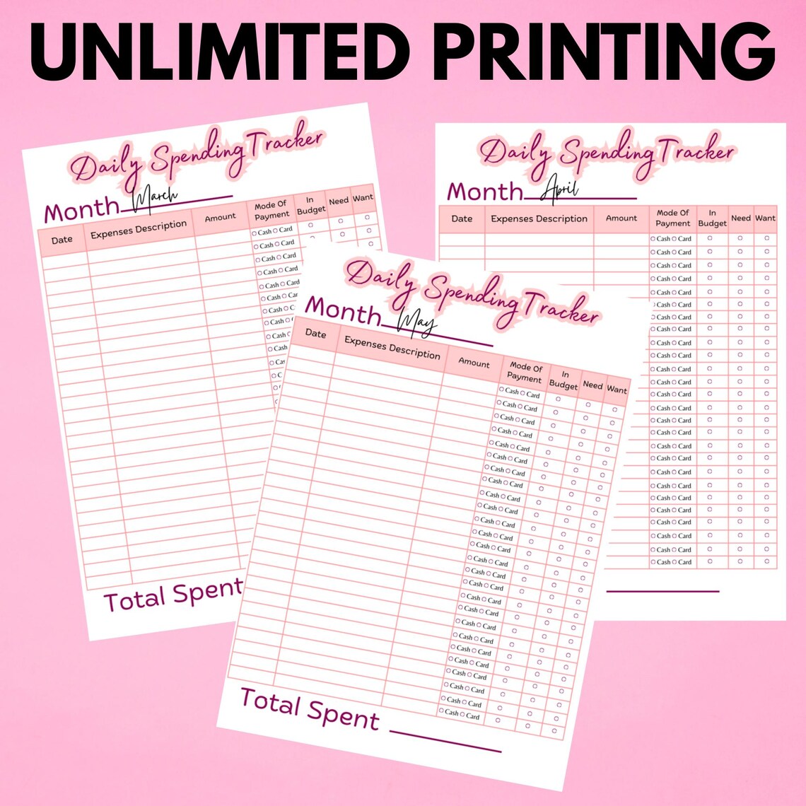 Printable Expense Tracker Sheet | Budget Planner | Daily Spending Log ...