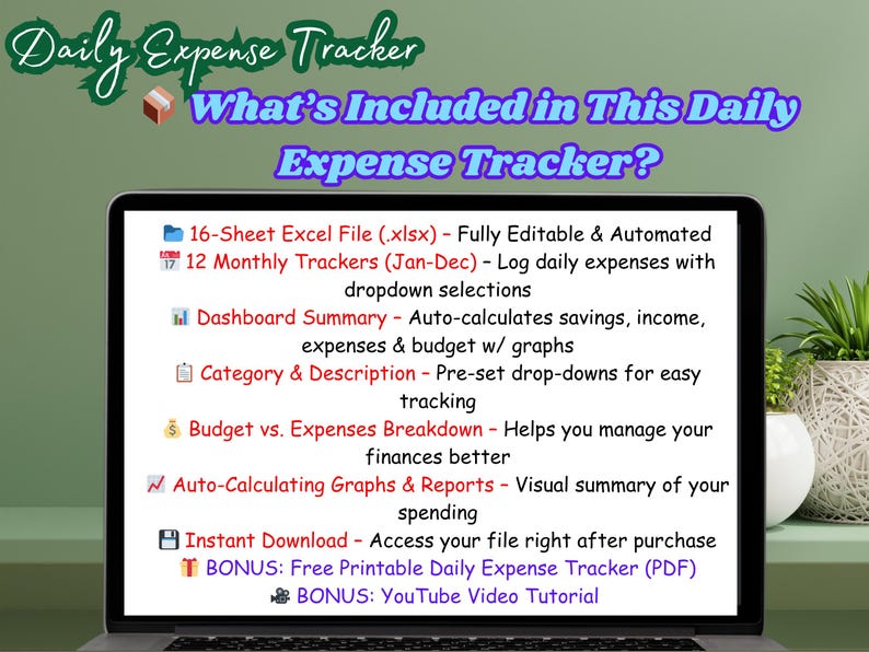 Editable Excel Expense Tracker Spreadsheet – Automatic Monthly Budget ...