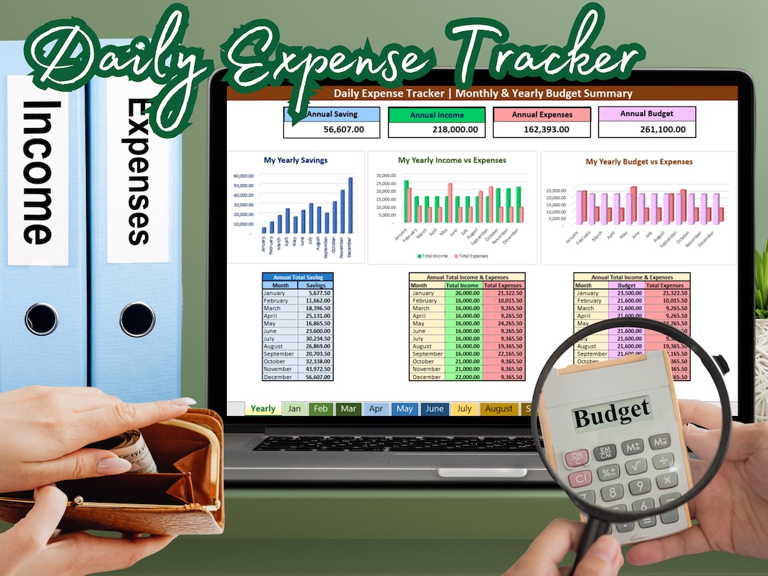 Editable Excel Expense Tracker Spreadsheet – Automatic Monthly Budget ...