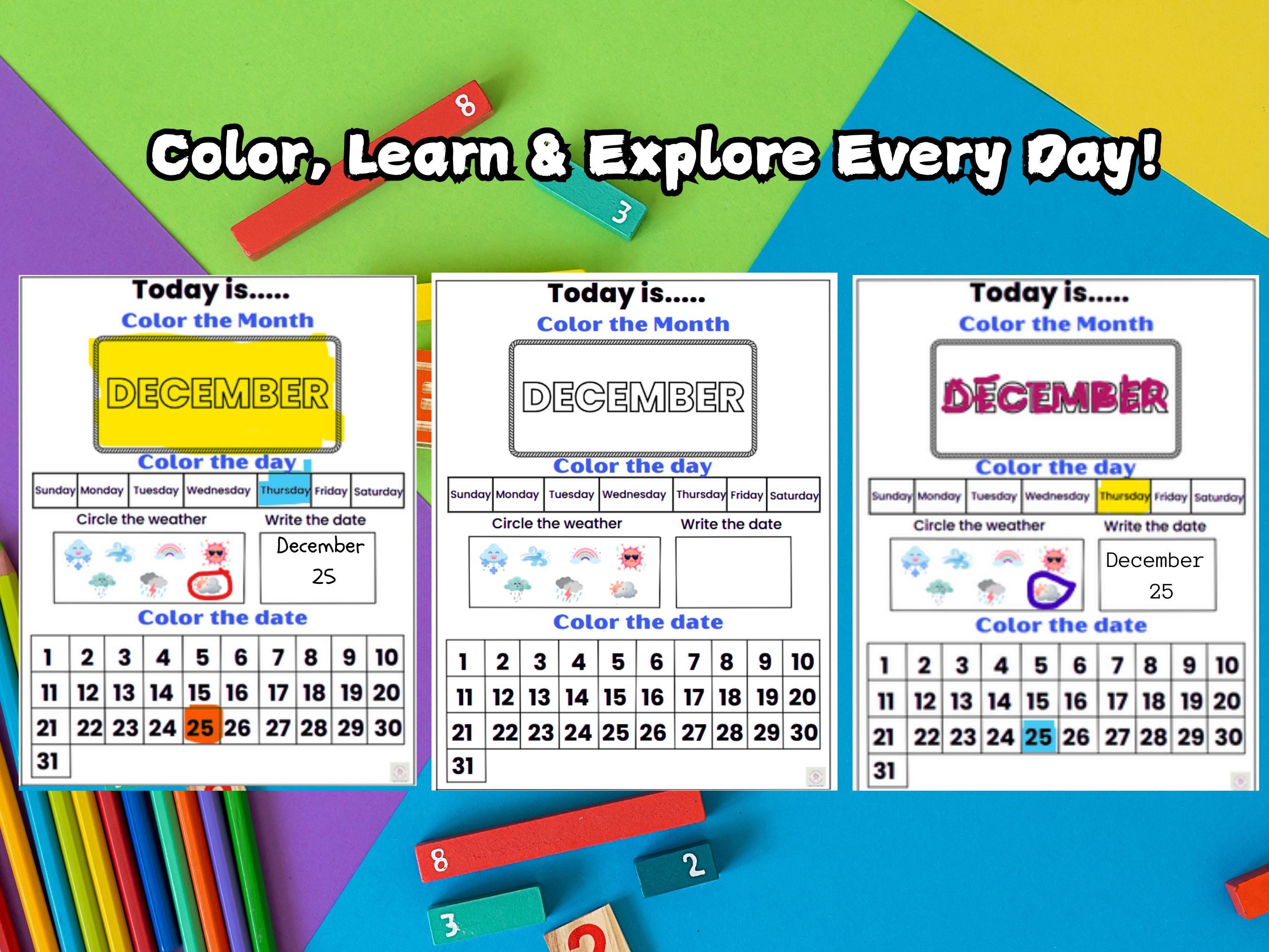 Printable Kids Calendar 2025 – Fun & Colorful Learning Calendar ...