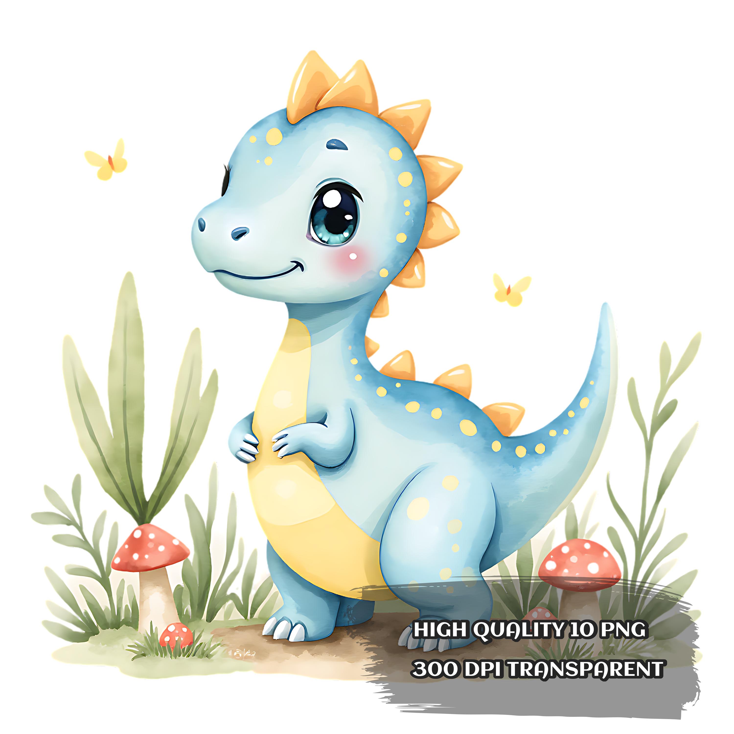 10 Watercolor Dinosaur Clipart: PNG & SVG Files, Transparent Pngs ...