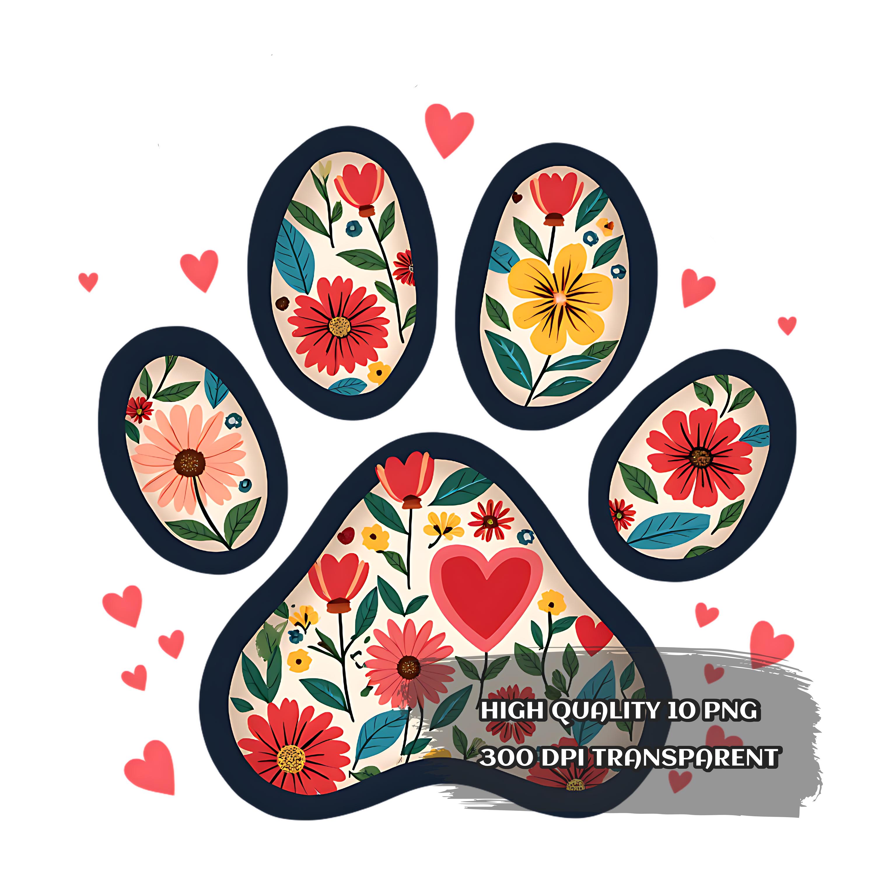 Watercolor Dog Paw Clipart: 10 PNG Graphics (digital Download) - Etsy
