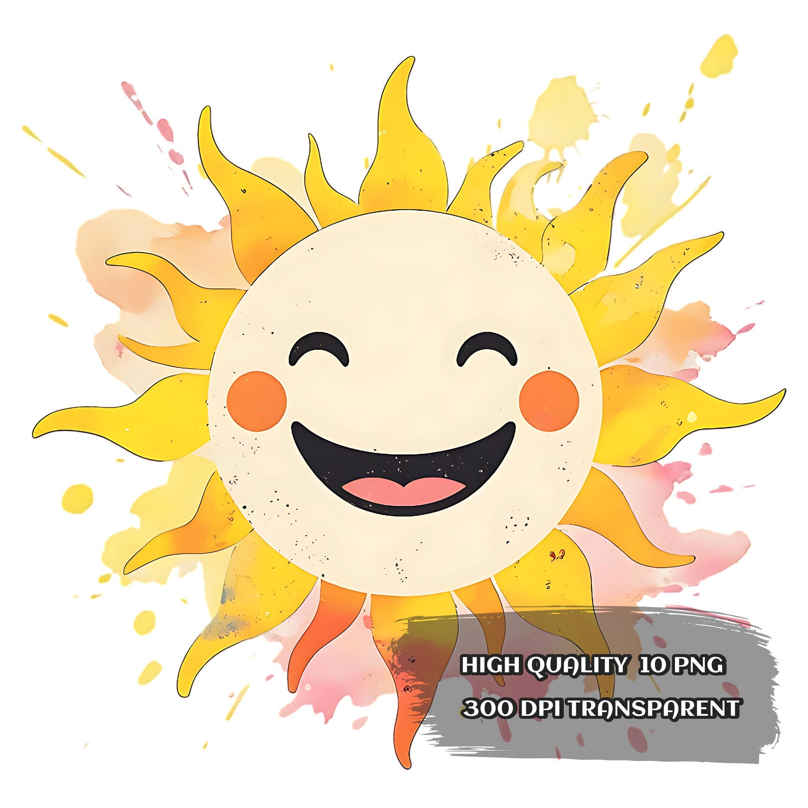 Sun PNG, Rising Sun, Smiley PNG, Sun Poster, Sun Clipart, Watercolor ...