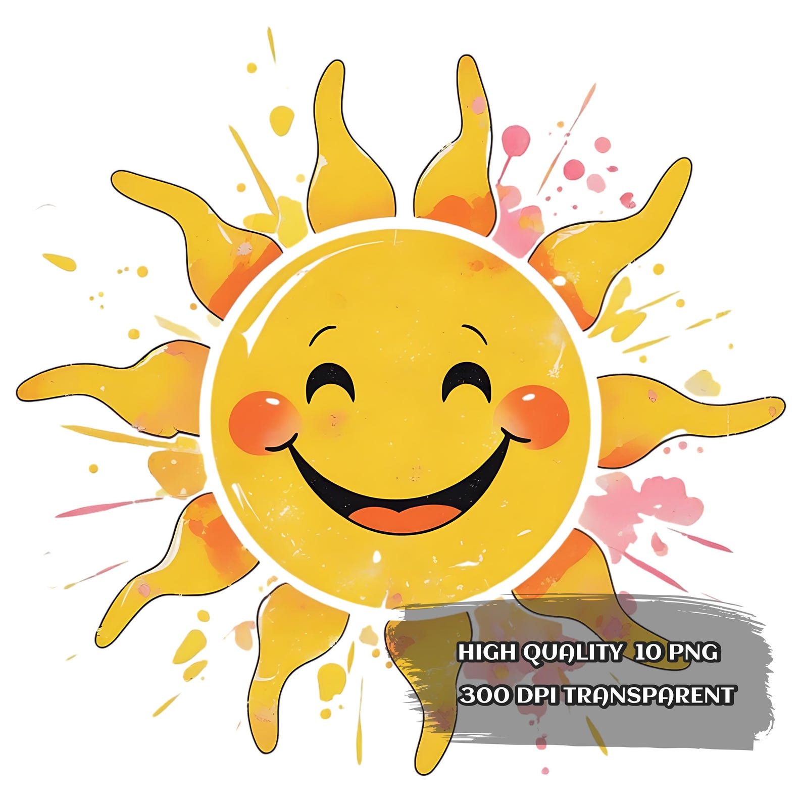 Sun PNG, Rising Sun, Smiley PNG, Sun Poster, Sun Clipart, Watercolor ...