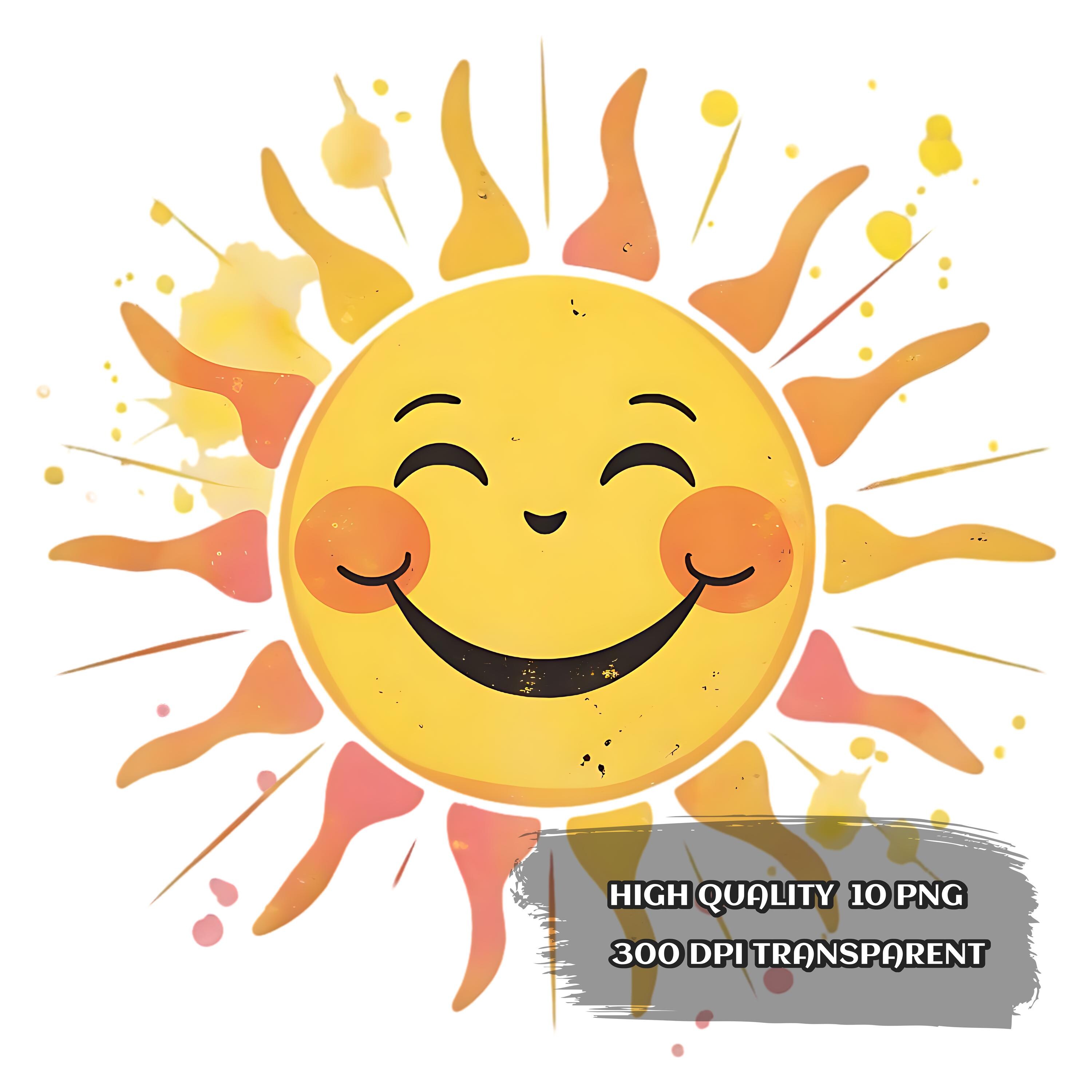Sun PNG, Rising Sun, Smiley PNG, Sun Poster, Sun Clipart, Watercolor ...