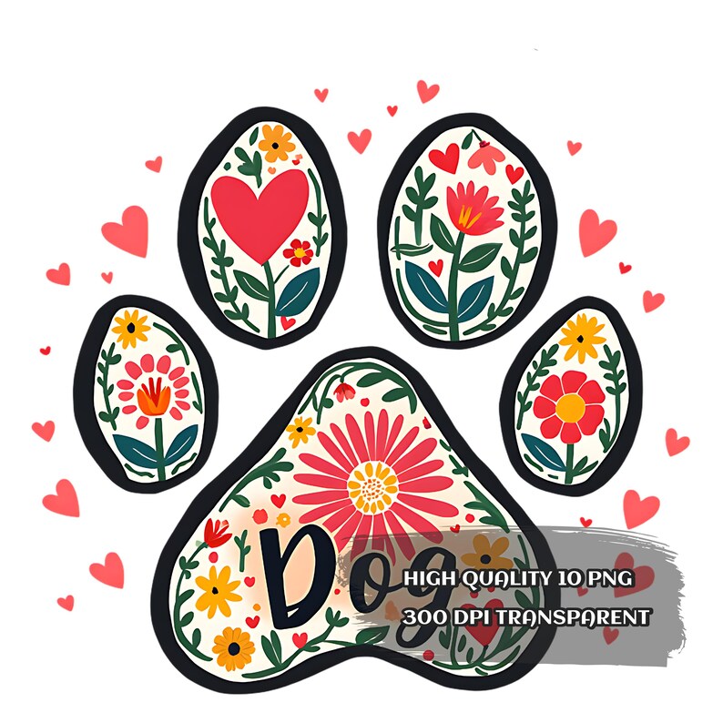 Watercolor Dog Paw Clipart: 10 PNG Graphics (digital Download) - Etsy