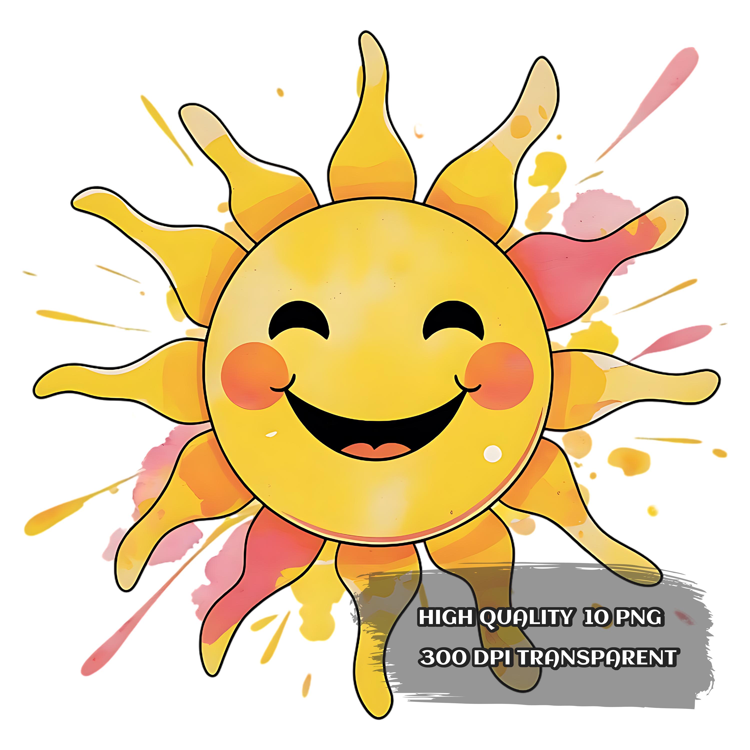 Sun PNG, Rising Sun, Smiley PNG, Sun Poster, Sun Clipart, Watercolor ...
