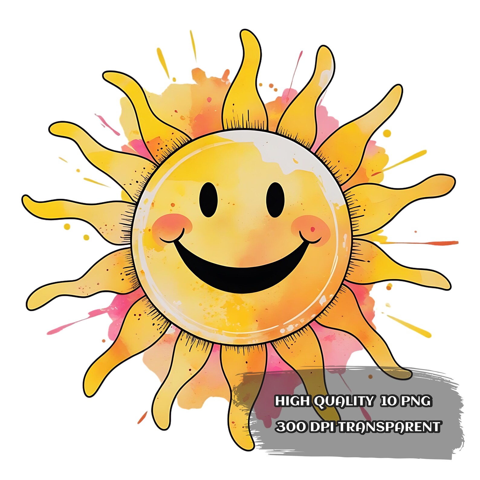Sun PNG, Rising Sun, Smiley PNG, Sun Poster, Sun Clipart, Watercolor ...