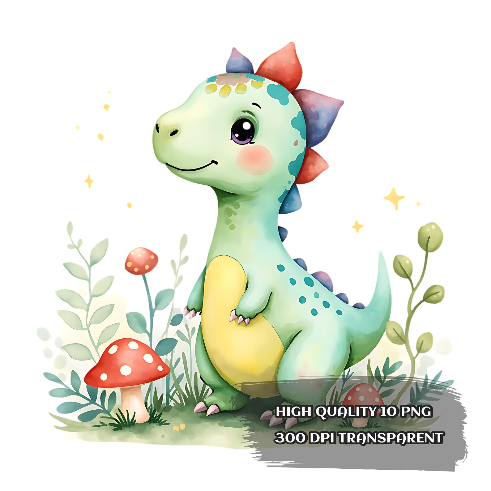 10 Watercolor Dinosaur Clipart: PNG & SVG Files, Transparent Pngs ...