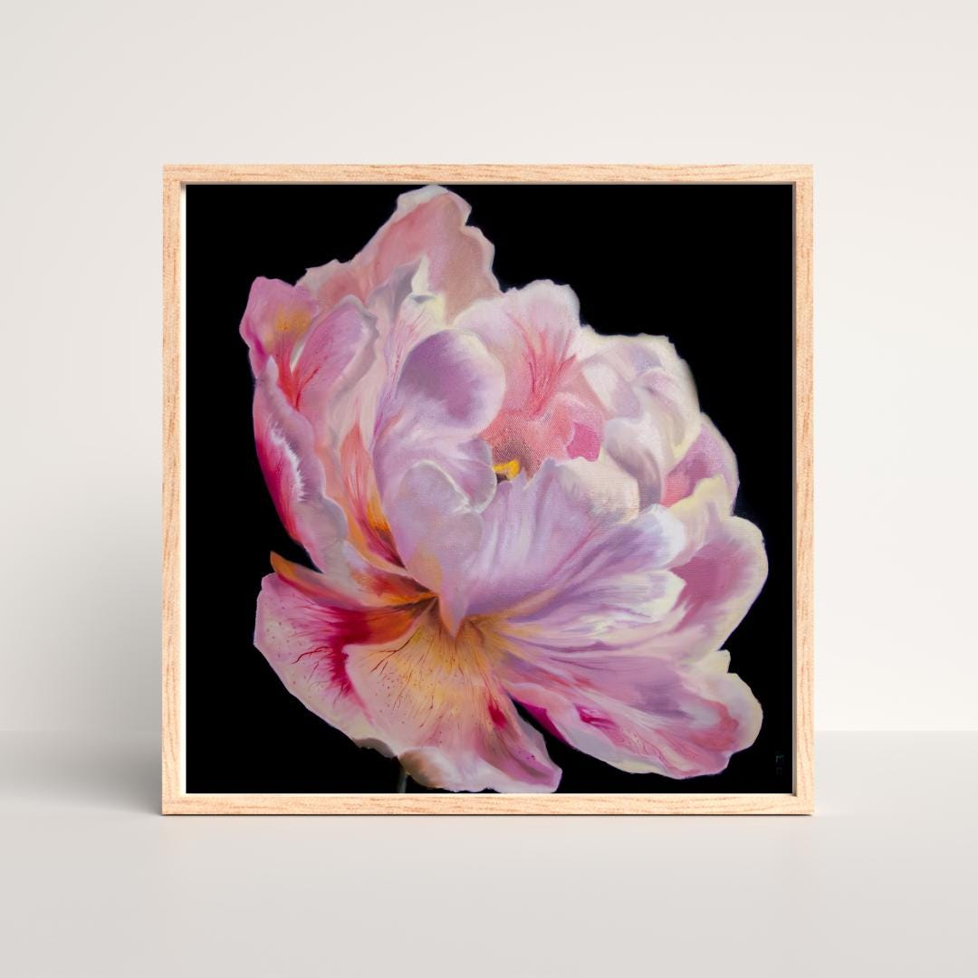 Peony Flower Art - ORIGINAL (UNFRAMED) | Botanical Wall Art | Floral ...