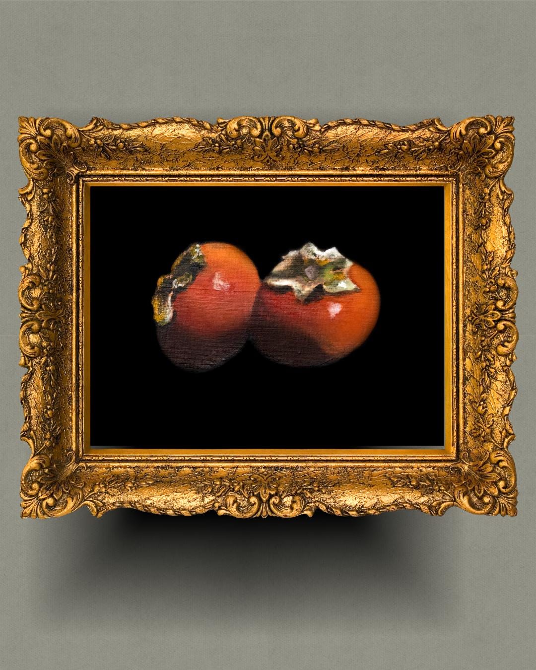 Persimmon Still Life Painting -unframed Art Prints - Warm Autumn Fruit ...