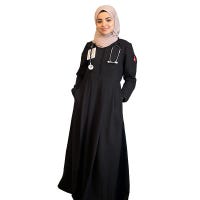 Modest and Comfortable: Cream Muslim Nurse Scrub Set for Women in the ...