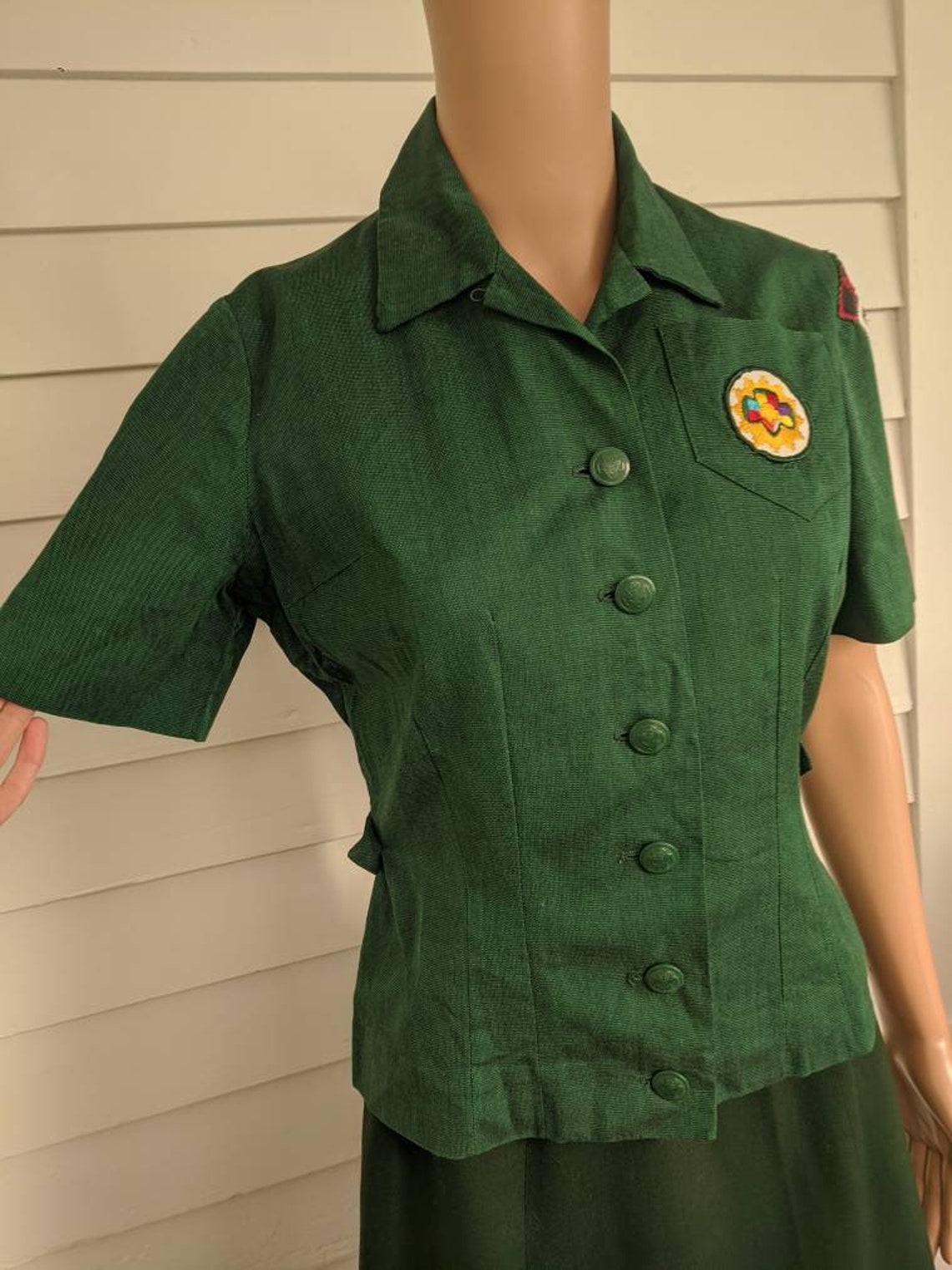 Vintage Girl Scouts Uniform 50s 60s Blouse 70s Skirt Green Etsy