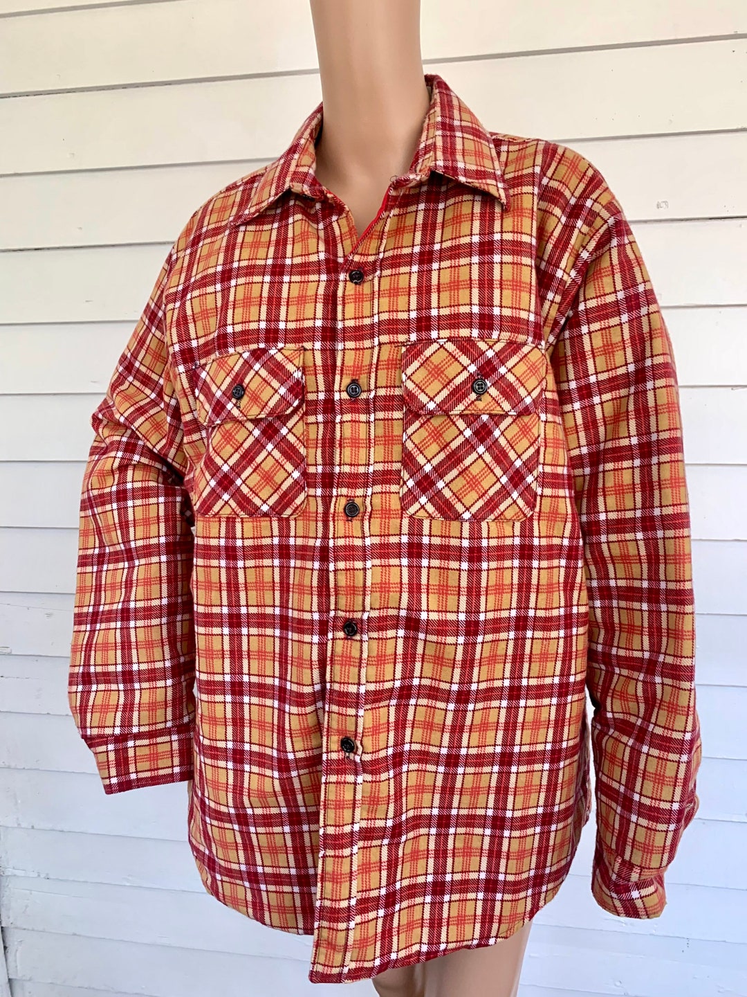 Plaid Shacket Lightweight Barn Chore Jacket Quilted Lining Flannel ...