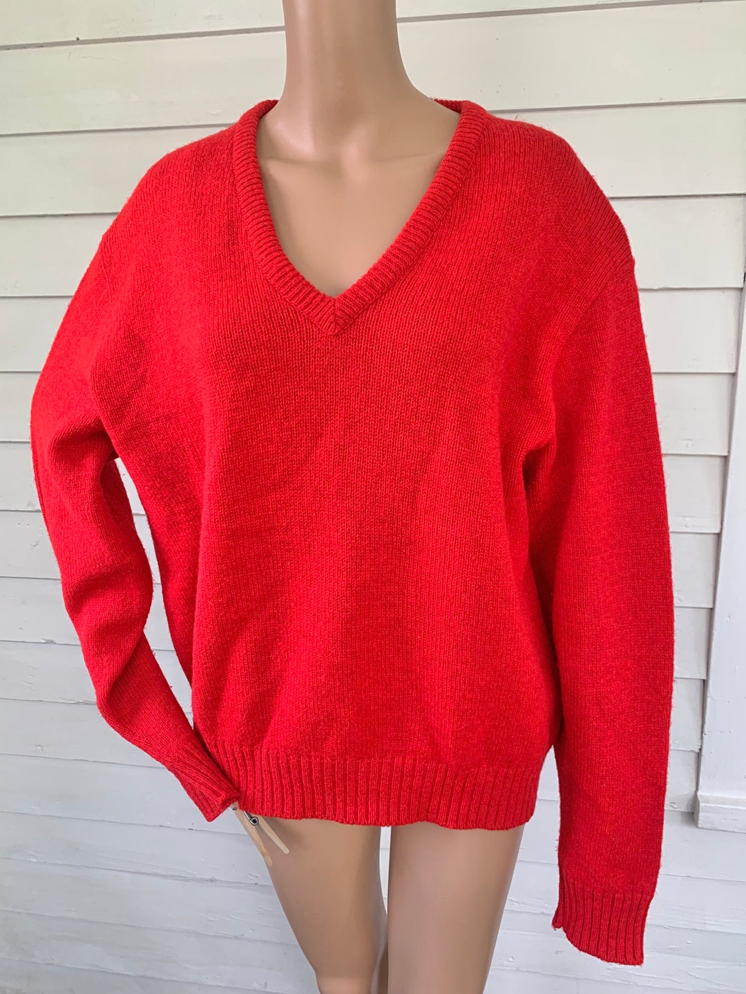 Vintage 70s 80s Red Wool Blend Sweater Jantzen Mens Pullover L - Etsy