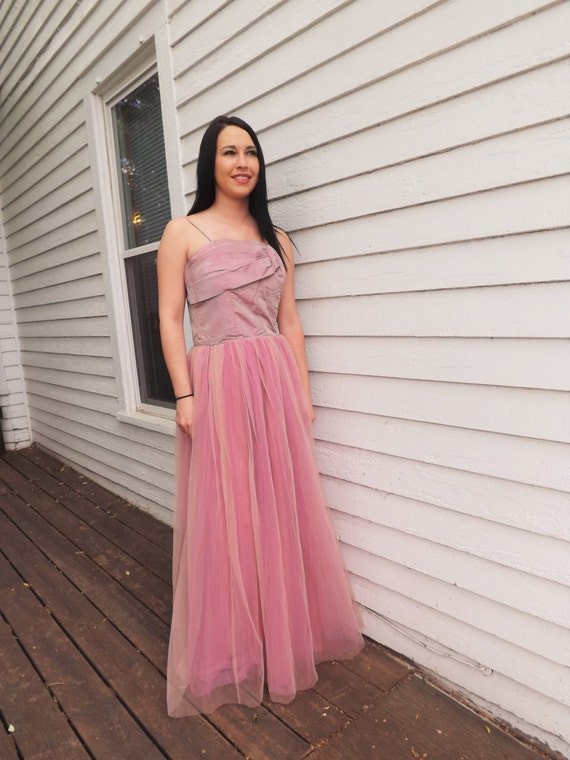 40s Pink Formal Gown Iridescent 1940s Party Prom Dres… - Gem