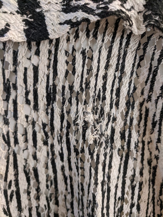 50s Black White Dress Abstract Eyelet Print Vintage S - Gem