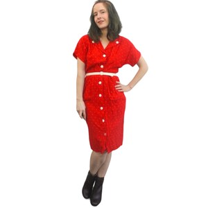 80s Red Polka Dot Dress Retro 1980s Vintage XS 3 - Etsy