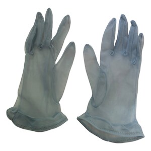 Vintage Sheer Gloves Sheer Blue Midcentury - Etsy