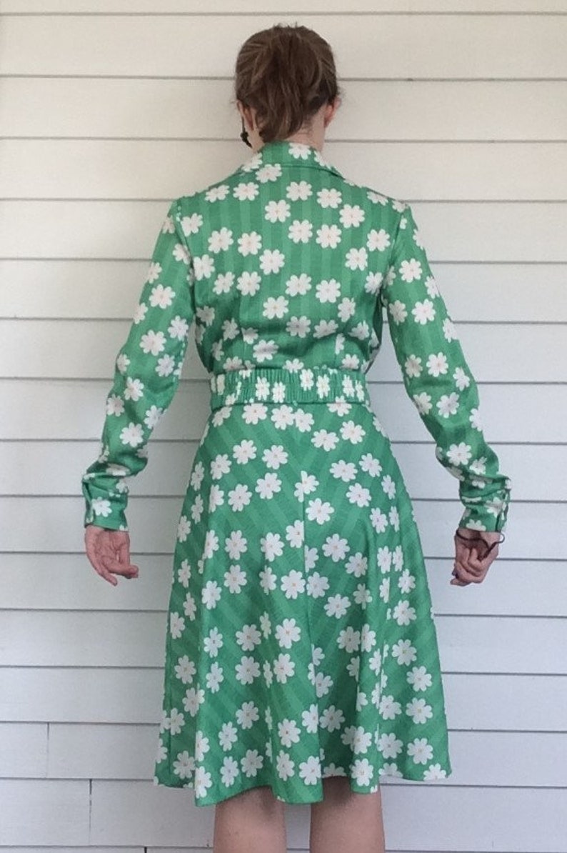 Mod Green Floral Dress Spring Print Long Sleeve S - Etsy